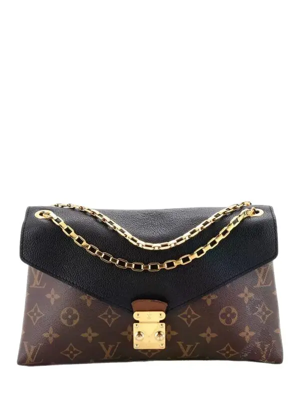 LOUIS VUITTON Pallas Chain Monogram Canvas And Calfskin Shoulder Bag - Black