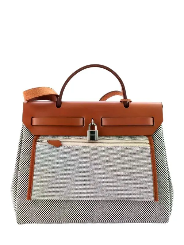 Hermès Herbag Zip Criss Viking Toile And Leather 31 Shoulder Bag - Black