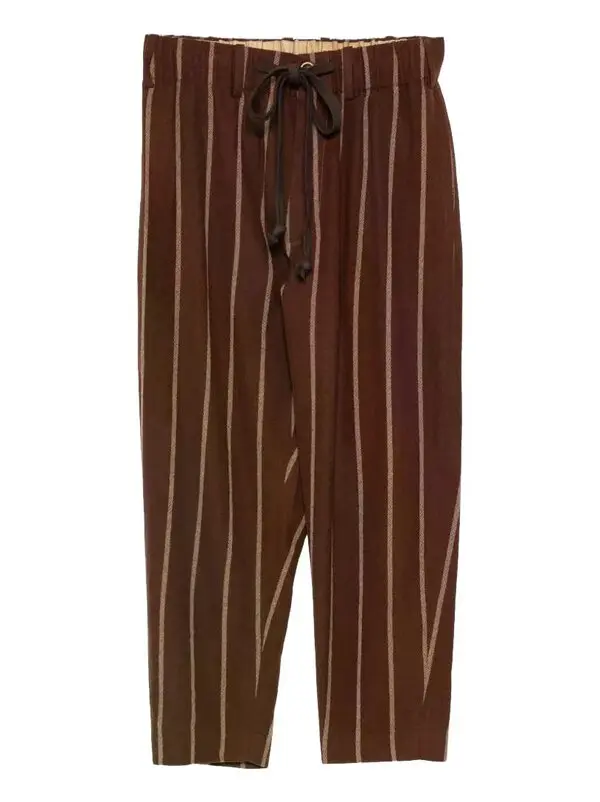 UMA WANG Stripe Pattern Drawstring Trousers - Brown