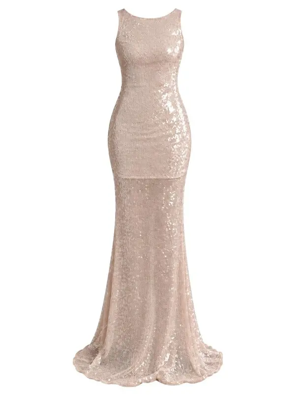 AISL Embellished Sequin Gown - Pink