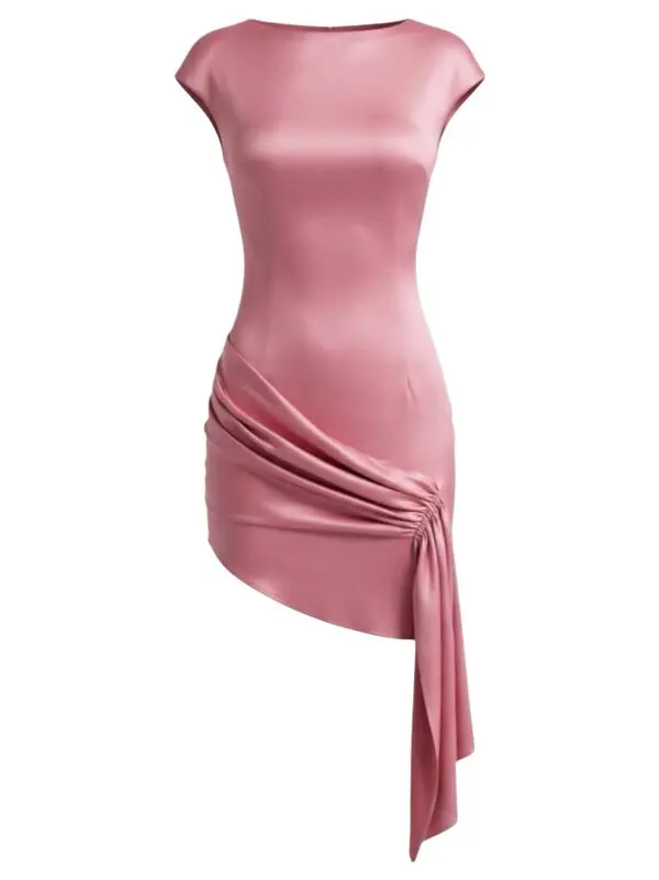 AISL Ruched Drape Cascade Mini Dress - Pink