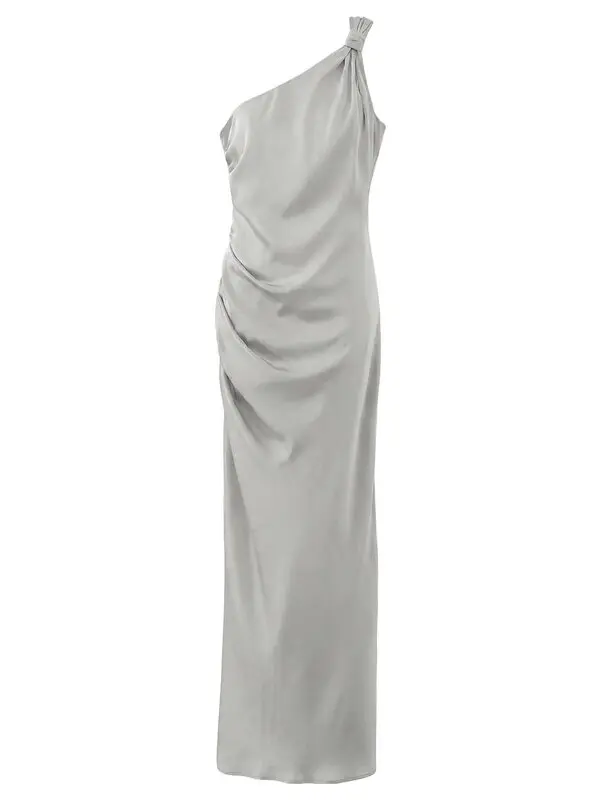 AISL One-shoulder Maxi Dress With Knotted Detail - Grey