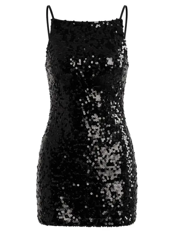 AISL Sequin Embellished Spaghetti Strap Mini Dress - Black