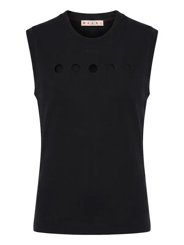 Marni Cotton Knit Logo T-shirt - Black