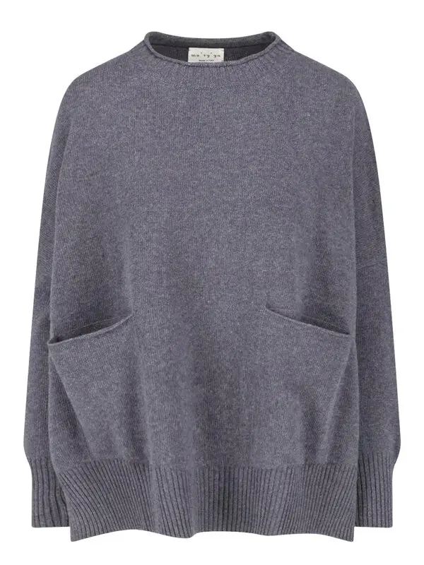 MA'RY'YA Oversized Wool-cashmere Crewneck Sweater With Pockets - Grey