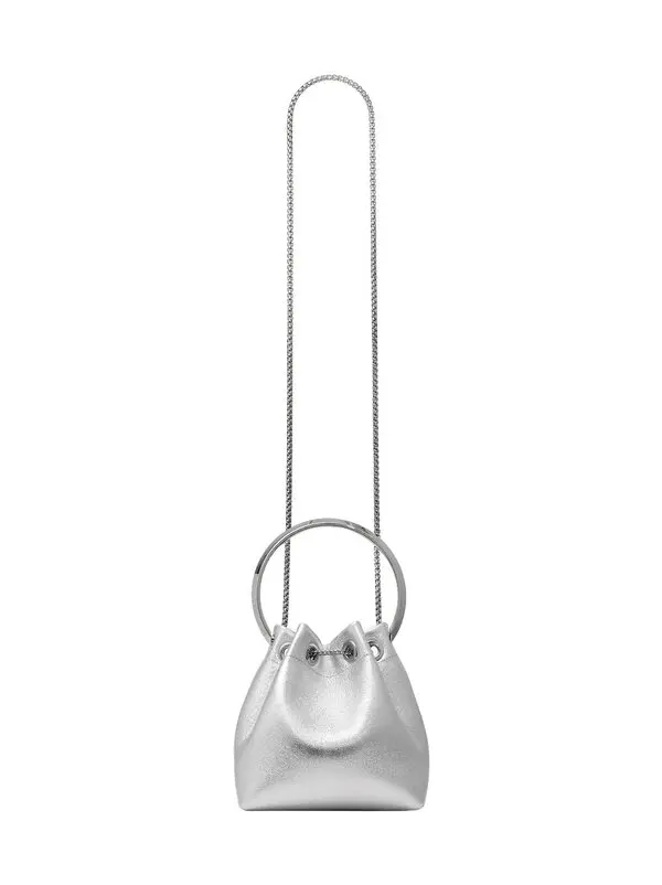 JIMMY CHOO Mini Drawstring Pouch Bag - Silversil