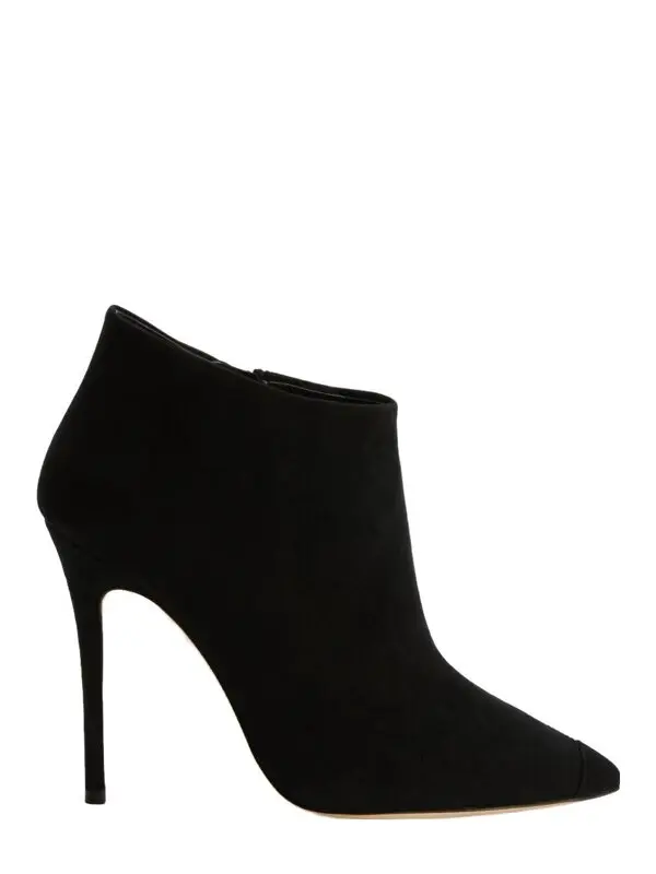 GIUSEPPE ZANOTTI Suede Pointed Toe Zip Up High Heel Ankle Boots - Black