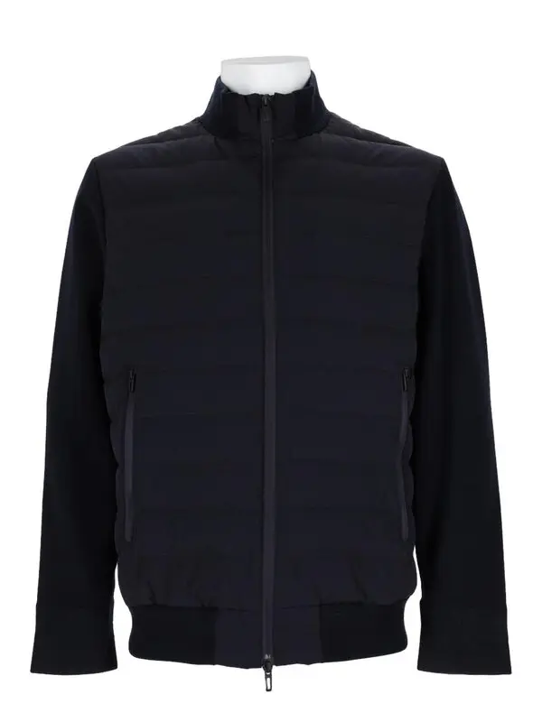 Emporio Armani Quilted Hybrid Zip Front Jacket - Blue
