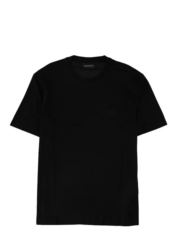 Emporio Armani S Crewneck T-shirt With Tonal Logo - Black