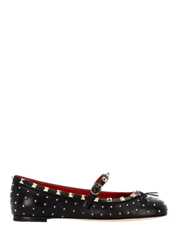 Valentino Garavani Nappa Leather Rockstud Ballerinas - Nero