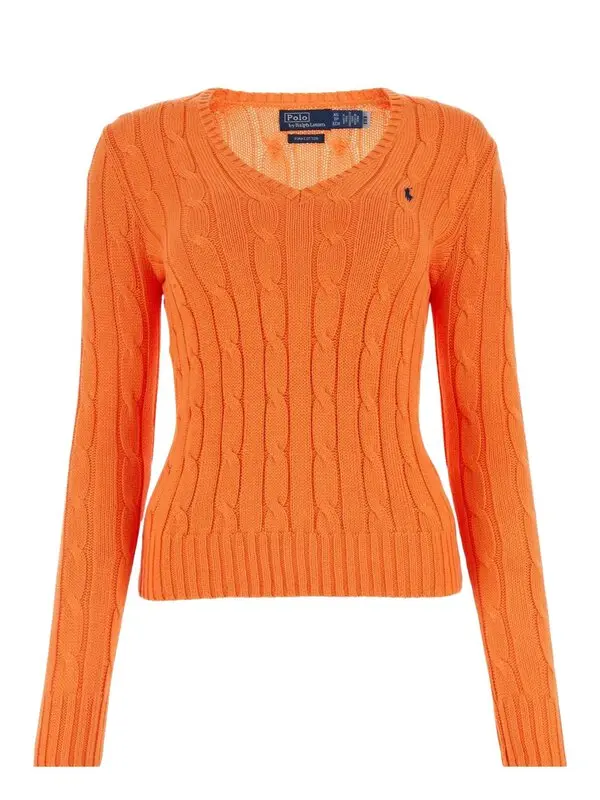 Polo Ralph Lauren V-neck Cable-knit Jumper - Orange