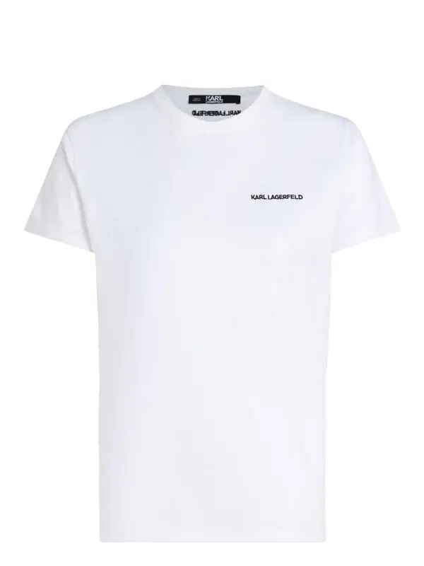Karl Lagerfeld Logo Embroidered Organic Cotton T-shirt - White