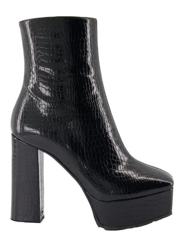 GIUSEPPE ZANOTTI Morgana" Croc Effect High Heel Ankle Boots - Black