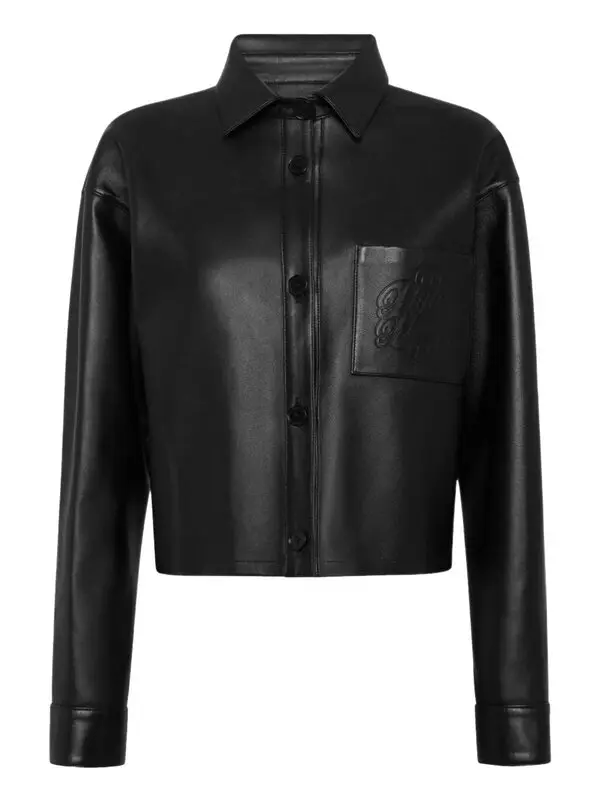 Philipp Plein Leather Cropped Shirt - Black