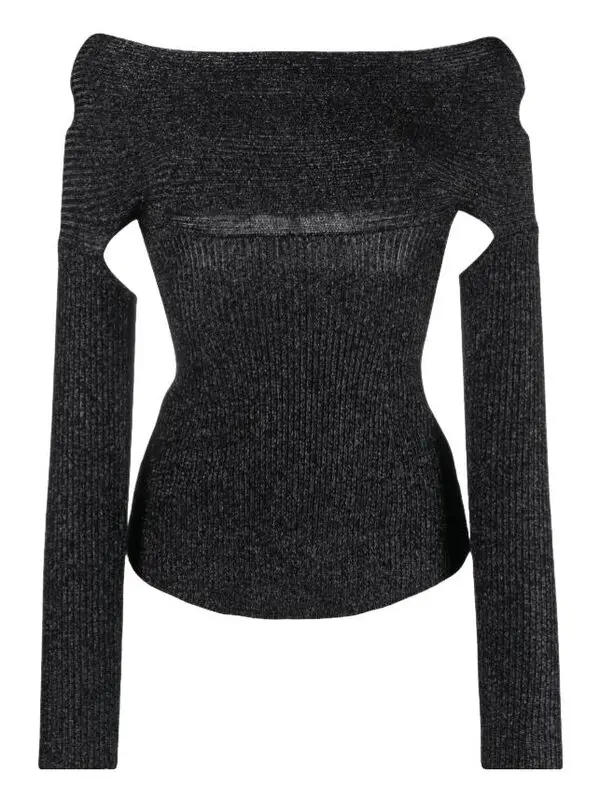 Khaite Salma Open-back Off-shoulder Long-sleeve Top - Black
