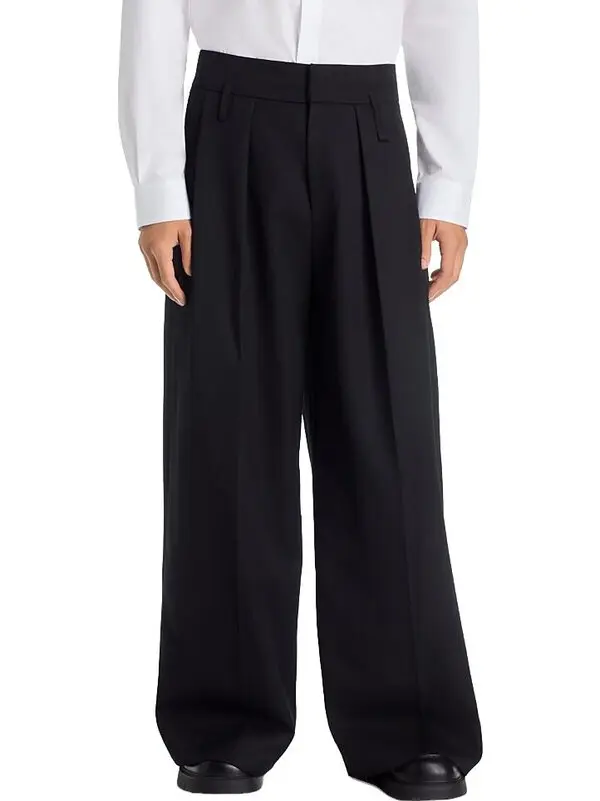 Simone Rocha Relaxed Wide Leg Pleated Pants - Black