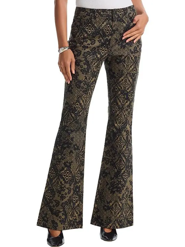 Cinq À Sept Charlie Printed Patchwork Lace High Rise Flare Jeans - Biscotti/black