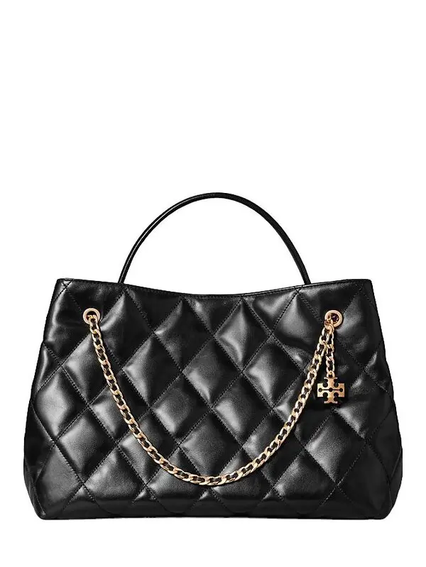 Tory Burch Fleming Quilted Leather Carryall - Black