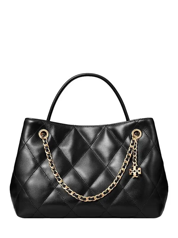 Tory Burch Fleming Suede Quilted Crossbody Bag - Black