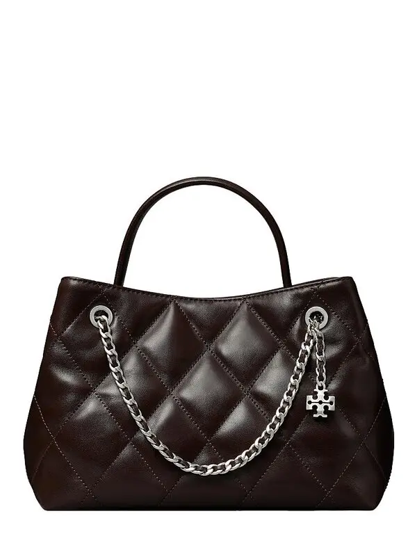 Tory Burch Fleming Suede Quilted Crossbody Bag - Cocoa