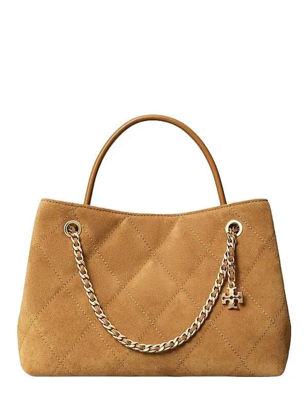 Tory Burch Fleming Suede Quilted Crossbody Bag - Toffee