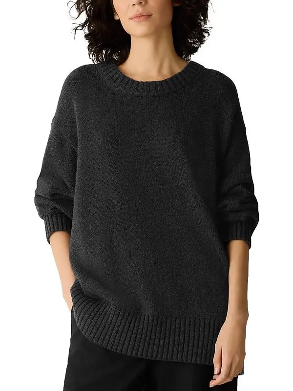 Eileen Fisher Cotton & Cashmere Crewneck Sweater - Charcoal