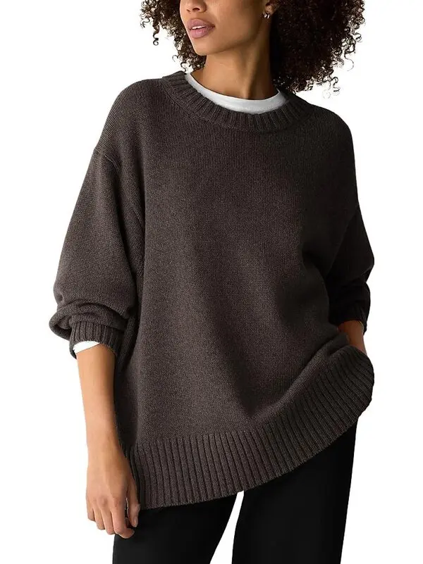 Eileen Fisher Cotton & Cashmere Crewneck Sweater - Cobblestone