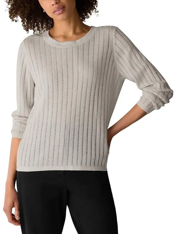 Eileen Fisher Super Fine Merino Wool Crewneck Sweater - Plaster