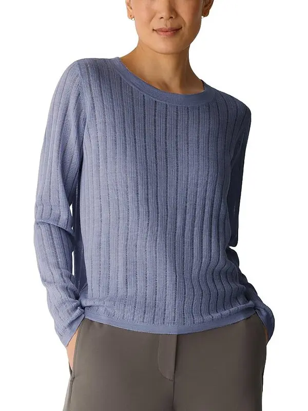 Eileen Fisher Super Fine Merino Wool Crewneck Sweater - Skylark