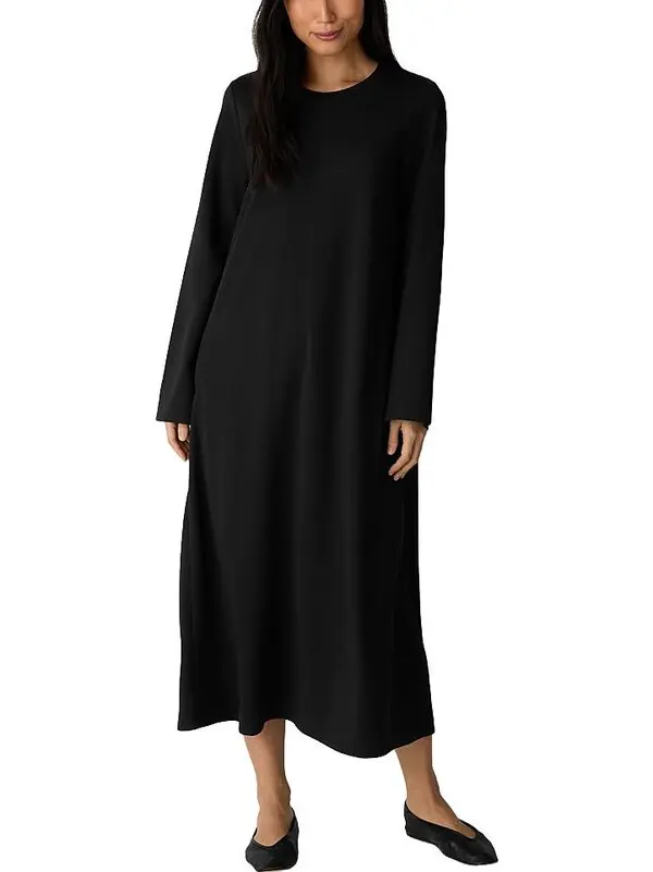 Eileen Fisher Extra Fine Ponte Crewneck Maxi Dress - Black