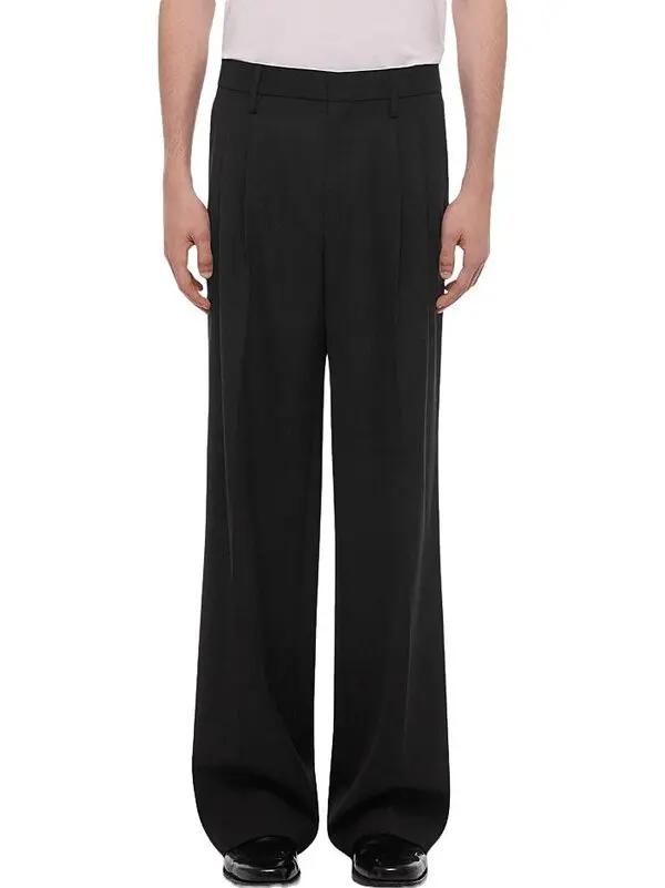 Helmut Lang Wool Double Pleated Trousers - Black