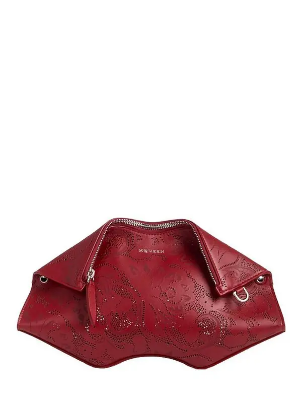 Alexander McQueen Manta Leather Clutch - Ruby Red