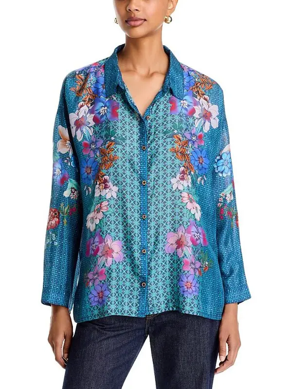 Johnny Was Luisa Silk Shirt - Dewflower