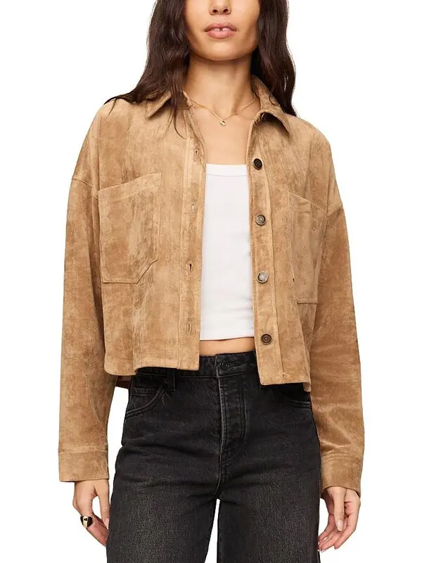 Z Supply Cropped Faux Suede Jacket - Light Sand