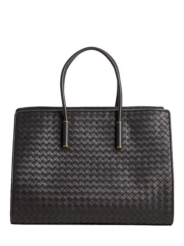 Bottega Veneta Barbara Intrecciato Leather Tote - Espresso/brass