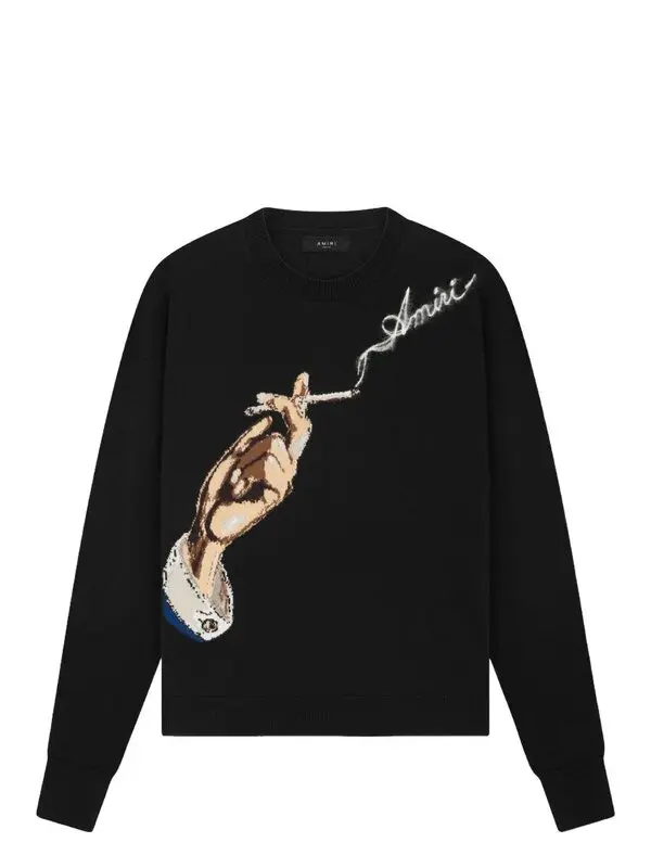 Amiri Smoke Intarsia-knit Jumper - Black