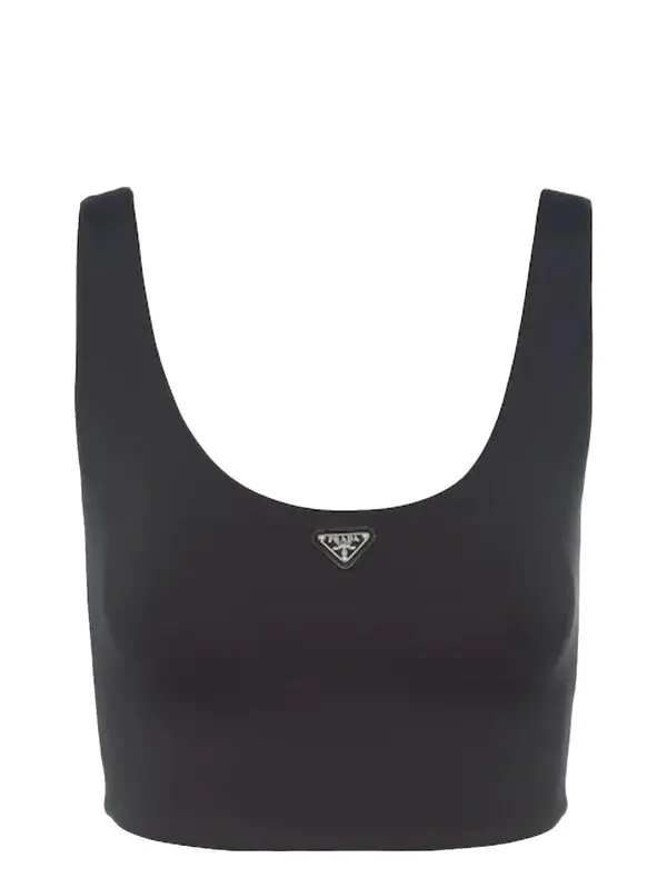 Prada Stretch Jersey Cropped Top - Black