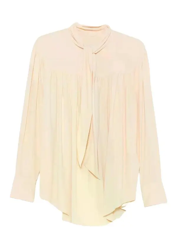 AMI Paris Pleated Ascot Tie Blouse - Neutrals