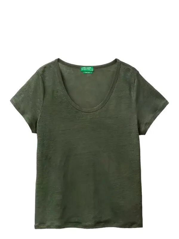 BENETTON Scoop Neck Short Sleeve T-shirt - Green