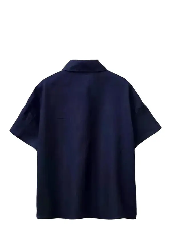 BENETTON Short Sleeve Linen Blouse - Blue