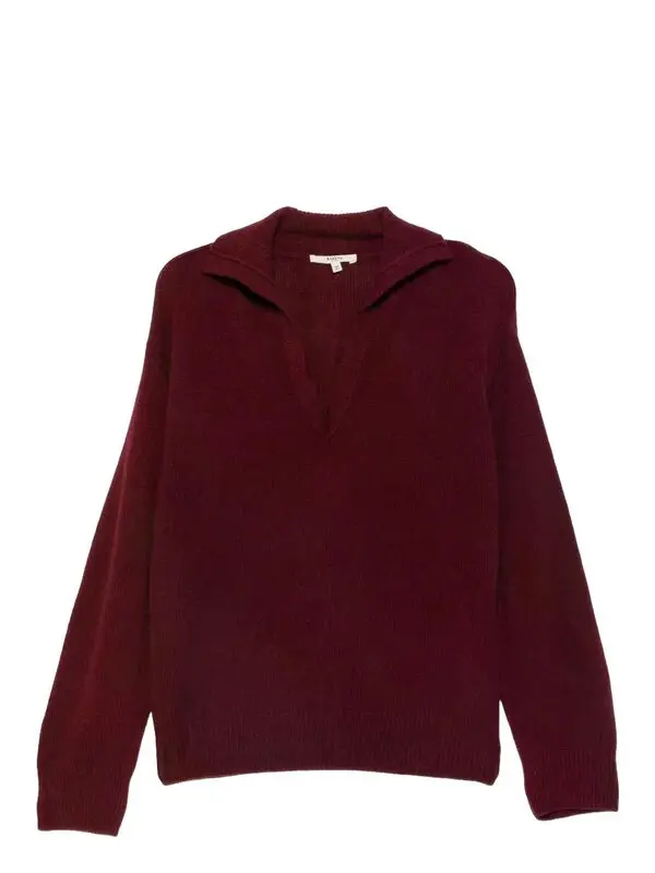 Barena Venezia Merlot V-neck Spread Collar Sweater - Red