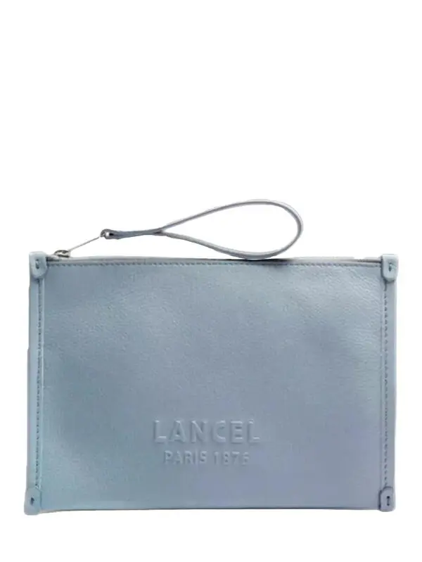 LANCEL Logo-debossed Leather Pouch - Blue