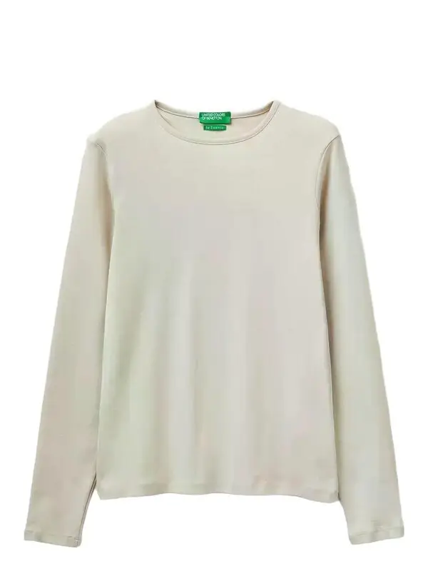 BENETTON Long Sleeve T-shirt With Textured Jersey - Neutrals