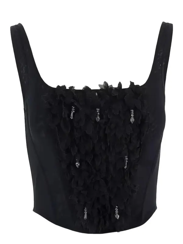 IANIRA MEDA Sleeveless Embellished Top - Black