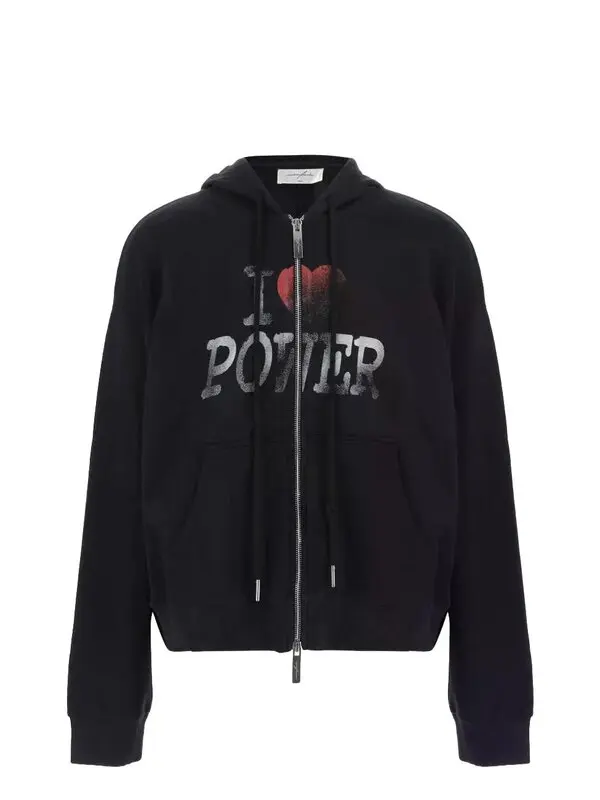Matieres Fecales Graphic-print Zip-up Hoodie - Black