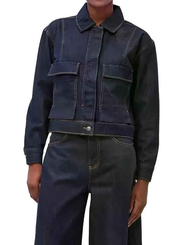 BENETTON Denim Jacket With Contrast Stitching - Blue