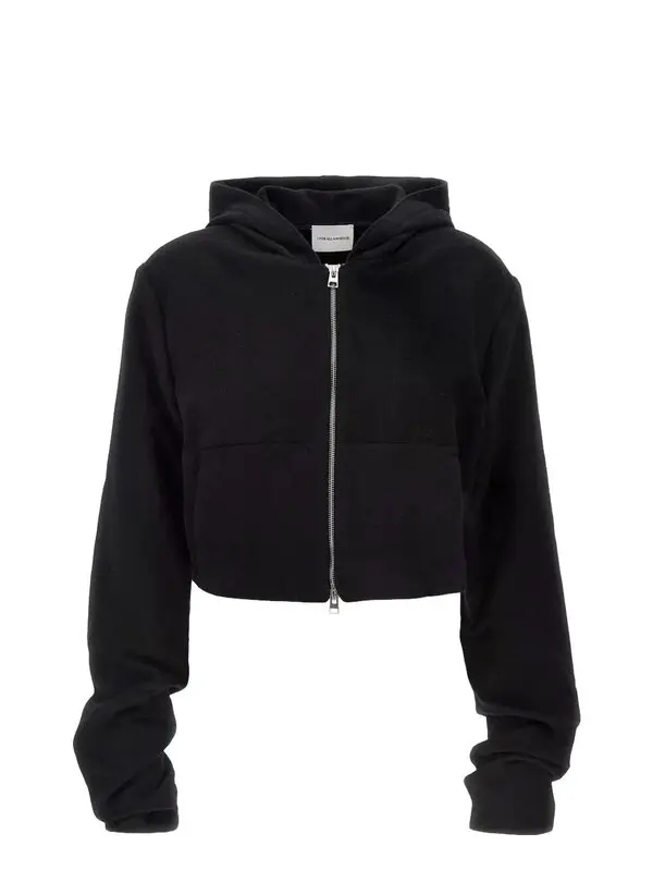 7 For All Mankind Cropped Zip Hoodie - Black