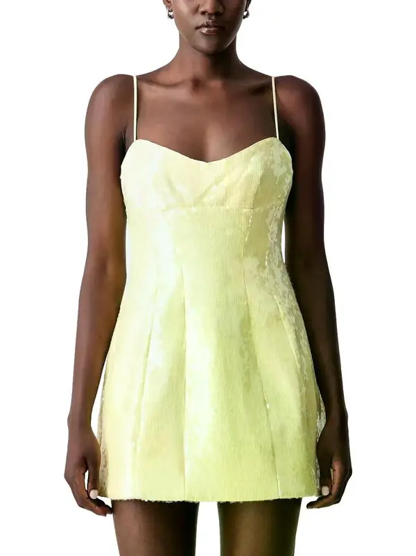 Bardot Sequin Embellished Sweetheart Neck Mini Dress - Yellow