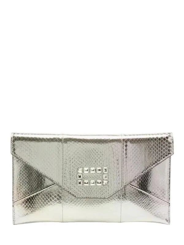 LANCEL Crystal-embellished Snakeskin-effect Cross Body Bag - Silver