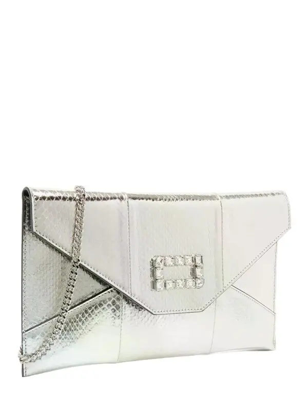 LANCEL Crystal-embellished Snakeskin-effect Cross Body Bag - Silver